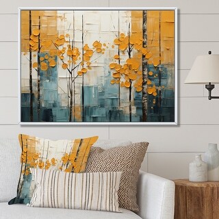 Designart "Bold Yellow And Grey Forest III" Forest Framed Wall Decor - Bed Bath & Beyond - 39183586